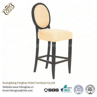 China Solid Wood Frame Commercial Upholstered Bar Stools With Cream Fabric supplier