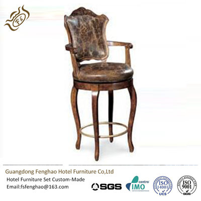 China Classic Espresso Counter Height Hotel Bar Stools With Back Pu Leather supplier