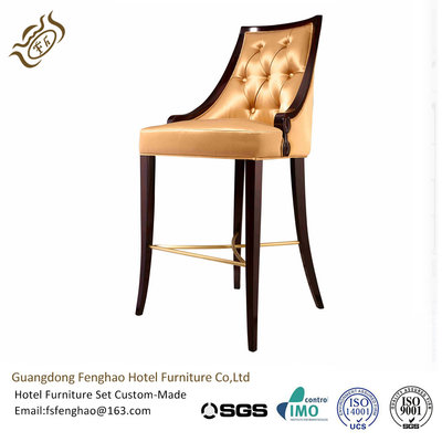 China Metal PU Leather Cushioned Hotel Bar Stools with Back / Footrest supplier