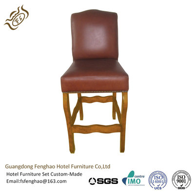 China Modern PU Leather Upholstered Bar Stools For Club Square Back Wood Frame supplier