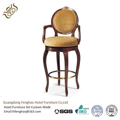 China Louis XV Hotel Bar Stools Wooden Frame Round Back With Armrest supplier