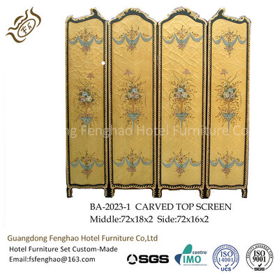 China Modern Foldable Screen Divider Pine Air Brush Plywood With Gold Foil Foldable Room Partitions supplier