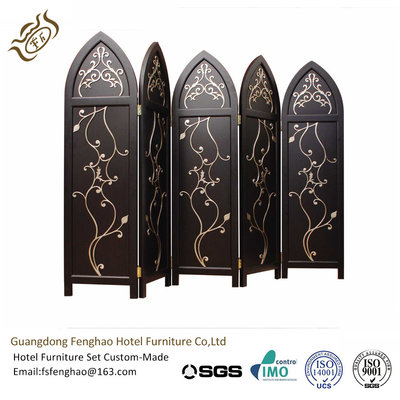 China Plywood Decorative Folding Screens For Hotel Lobby , 5 Panel Room Divider supplier