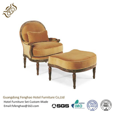 China Wooden Armchair With Ottoman Wood Legs , Lounge Ottoman Chair supplier