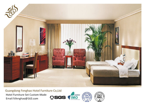 China Mahogany Finished Double - Bed Bedroom Furniture Set Modern Corner Table With Sofa supplier