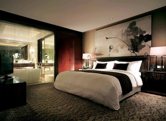 China Dark Walnut Veneer 5 Star Bedroom Furniture With Fabric Sofa , Classic Hotel Furniture supplier