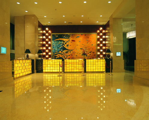 China Luxury 5 Star Hotel Lobby Marble Reception Desk Wooden Metal Frame supplier