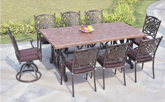 China Leisure  Garden Cast Aluminum 8 Seater Outdoor Furniture Table And Chair Set Garden Furniture supplier