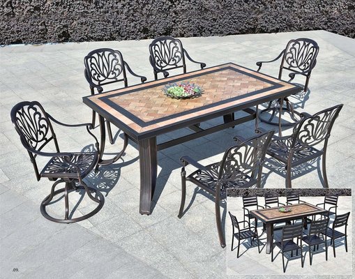 China Leisure  Garden Cast Aluminum 6 Seater Outdoor Furniture Table And Chair Set Garden Furniture supplier