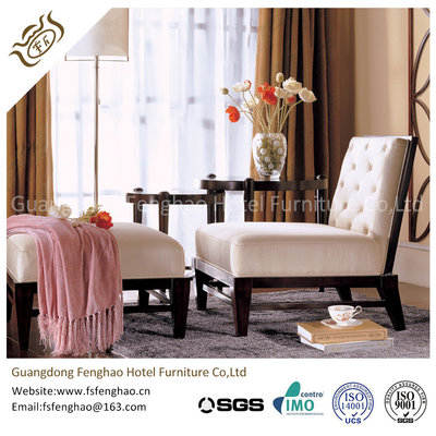 Wooden Indoor Chaise Lounge Chair Cream Tan Fabric With Transitional Arm Ottoman supplier