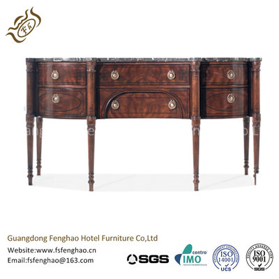 Contemporary Black Wood Console Table With Drawers / MarbleTable Board Dark Oak Console Table supplier
