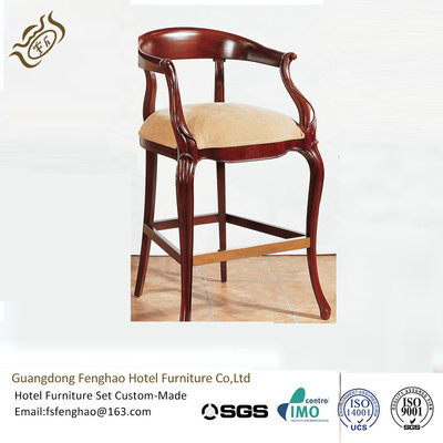 Wooden High Bar Stools With Arms Upholstery For Bar Furniture And Bistro Furniture supplier