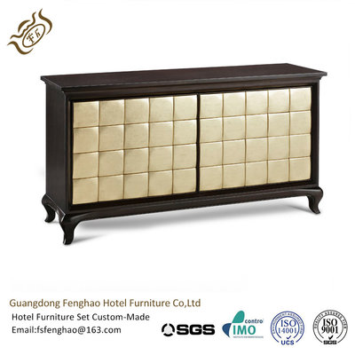 Luxurious Antique Walnut Wood Console Table With Gold - Leaf For Villa Lobby supplier