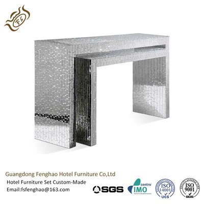 Elegant Crystal Veneer Compact Glass Mirrored Console Table For Hotel Lobby Bedroom supplier