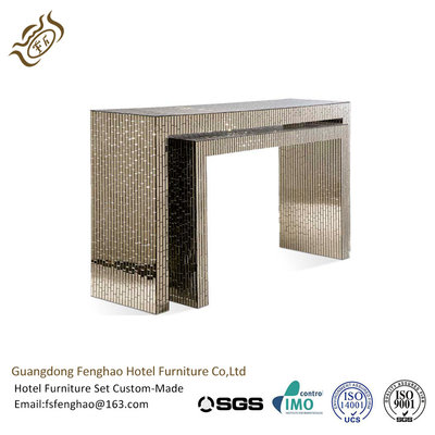 Elegant Crystal Veneer Compact Glass Mirrored Console Table For Hotel Lobby Bedroom supplier