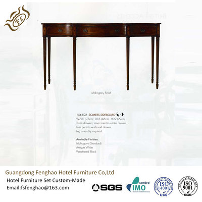 Contemporary Black Wood Console Table With Drawers / MarbleTable Board Dark Oak Console Table supplier