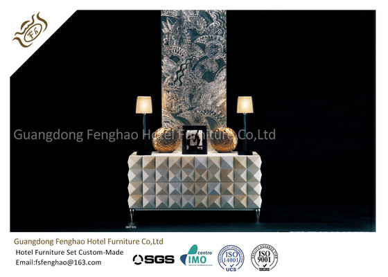 Modern Hotel Washroom / Lobby Decor Luxury Console Table Mirror Stainless Steel Leg supplier