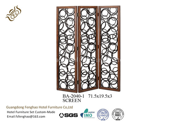 Wooden Carved Homedecor Tri Fold Room Divider / Decorative Partition Screen For Living Room supplier