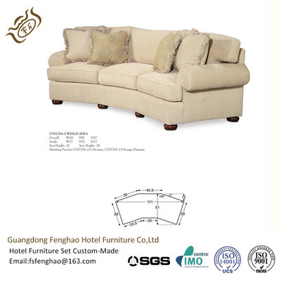 Wedge Hotel Room Luxury Corner Sofa Beige Color  Public Area 3 Seater Sofa With Bolster supplier