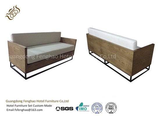 Nordic Style Soild Wood  Backrest Hotel Room Sofa Upholstered Stainless Steel Frame supplier
