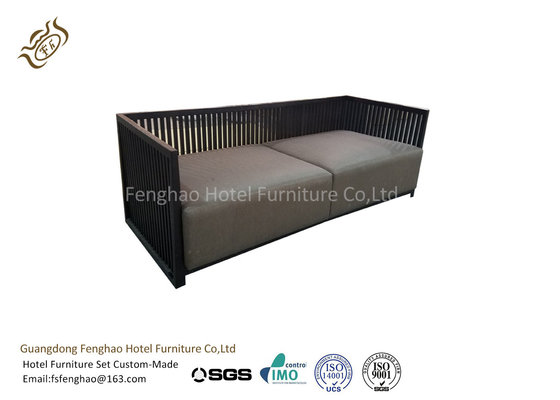 Nordic Style Soild Wood  Backrest Hotel Room Sofa Upholstered Stainless Steel Frame supplier