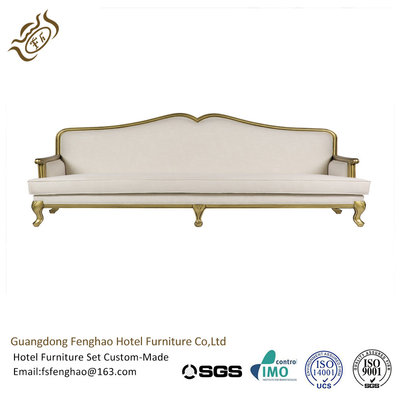 Elegant Antique French Romantic Cream Fabric Sofa With Goldleaf 3 Seater supplier