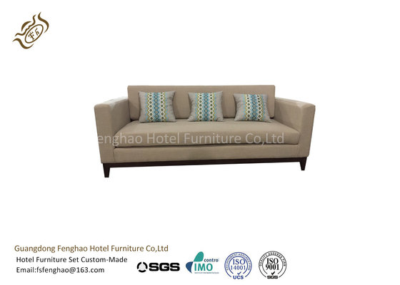 Leisure Khaki Fabric Vintage Sofa Wood Frame For Living Room 3 Seater supplier