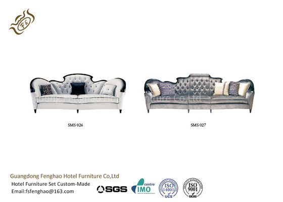 Luxury Streamline Fabric Hotel Room Sofa For Lobby French Style supplier