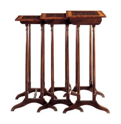 Dark Walnut Finish Rectangle Top 3 Piece Nesting Tables / Sofa End Tables supplier