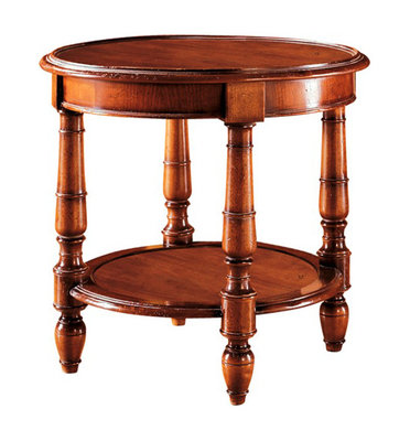 Antique Oak Wood Round Side Coffee Table For Hotel , 120 Cm Hand Carved supplier