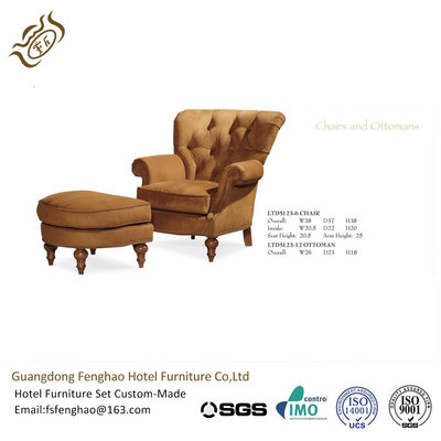 Wooden Feet Upholstered Leisure Chair Ottoman Traditional Button Tufted supplier