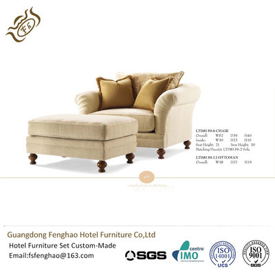 Modern Leisure Fabric Hotel Lounge Chairs High Back Wooden Frame With Ottoman supplier