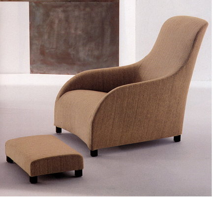 Comfortable Khaki Fabric Lounge Chair And Ottoman Wingback For Hotel supplier