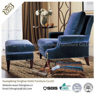 Comfortable Button - Tufted Wooden Velvet Chaise Lounge Chair With Ottoman supplier