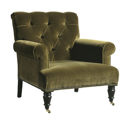 Comfortable Button - Tufted Wooden Velvet Chaise Lounge Chair With Ottoman supplier