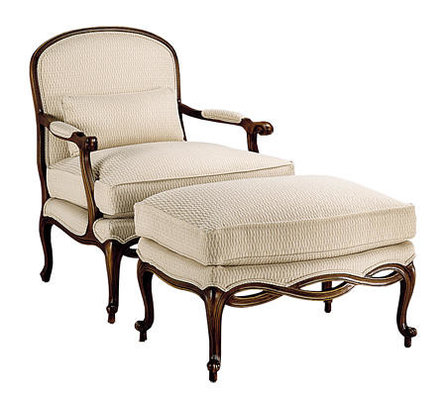 Soild Wood Leg Upholstered Chair And Ottoman / Living Room Lounge Ottoman Chair supplier