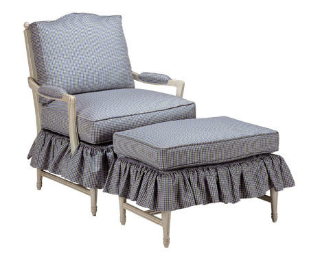 Cushion Fabric Sofa Skirt Upholstered Chair With Ottoman , Modern Chair And Ottoman supplier