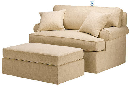 Fabric Upholstered Double Chair And Ottoman With Back Cushion supplier