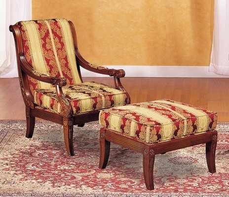 Fashion  Natural Timber Wood Rubber Armchair With Ottoman , Living Room Lounge Chair supplier