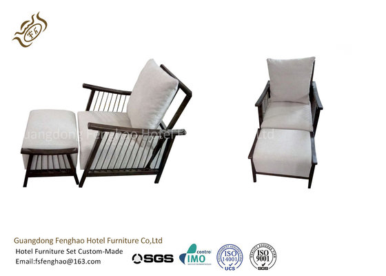 Fashion  Natural Timber Wood Rubber Armchair With Ottoman , Living Room Lounge Chair supplier