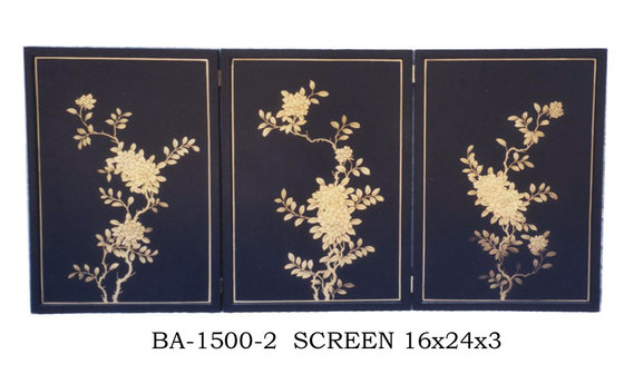 Rectangle Soild Wood Decorative Folding Screens Room Divider Black Background Gilding supplier