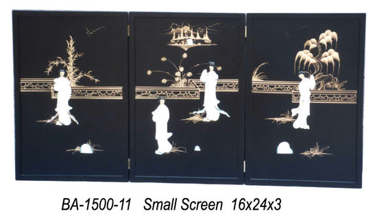 Rectangle Soild Wood Decorative Folding Screens Room Divider Black Background Gilding supplier