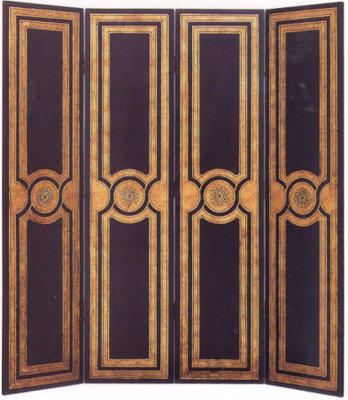 Rubber Wood Gilding Tri Fold Screen Room Divider For Restaurant supplier