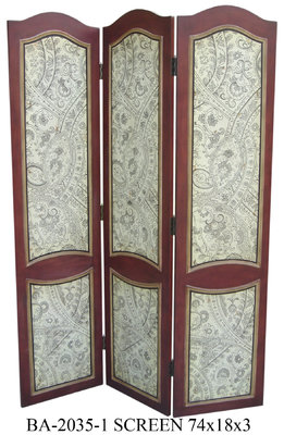 Rubber Wood Gilding Tri Fold Screen Room Divider For Restaurant supplier