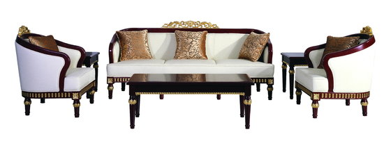 Luxury Streamline Fabric Hotel Room Sofa For Lobby French Style supplier