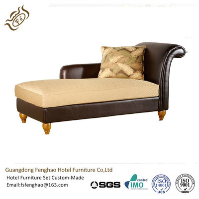 Wooden Frame Leather Indoor Chaise Lounge Chair For Hotel Bedroom supplier