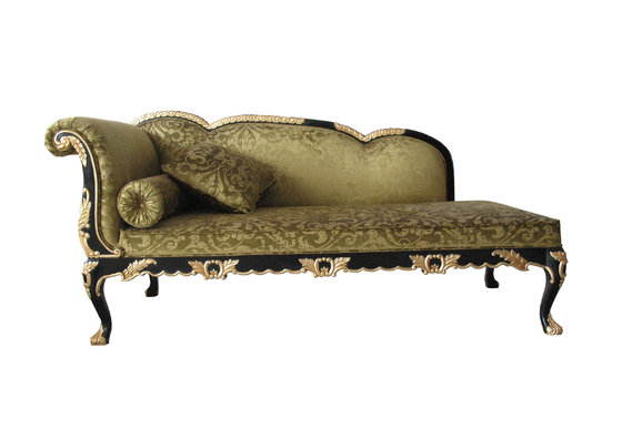 Custom Gilding Hand Carved Indoor Chaise Lounge Chair Leather / Fabric supplier