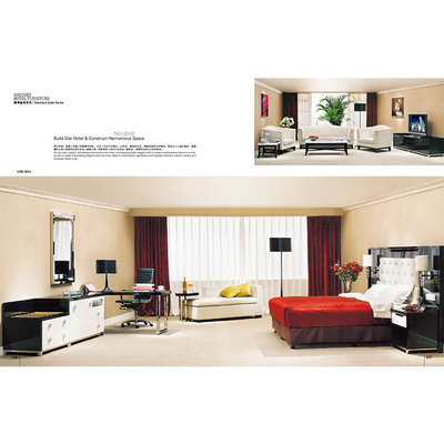 Modern Commercial Hotel Apartment Furniture Sets Plywood Large Size King Bed With Floating Side Table  For Hotel supplier
