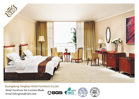 Commercial Style Wooden Finish Hotel Bedroom Furniture With  Fabric Sofa Set supplier