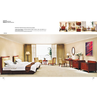 Commercial Style Wooden Finish Hotel Bedroom Furniture With  Fabric Sofa Set supplier
